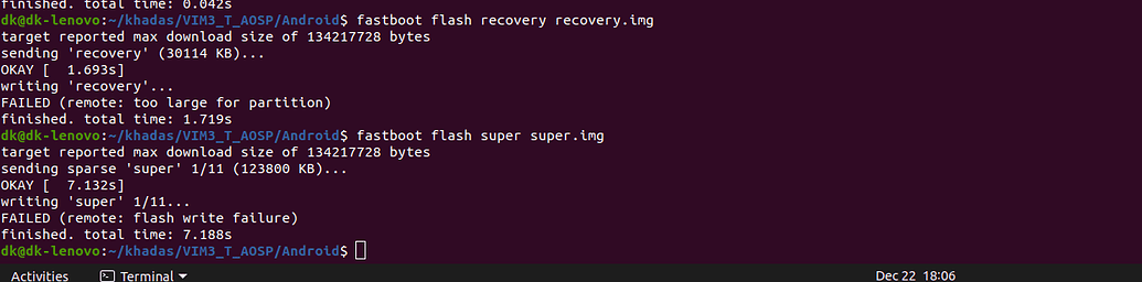 Fastboot flash boot boot.img - VIM3 - Khadas Community